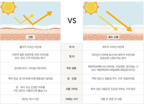 자외선 차단제 무기자차와 유기자차 구분하자