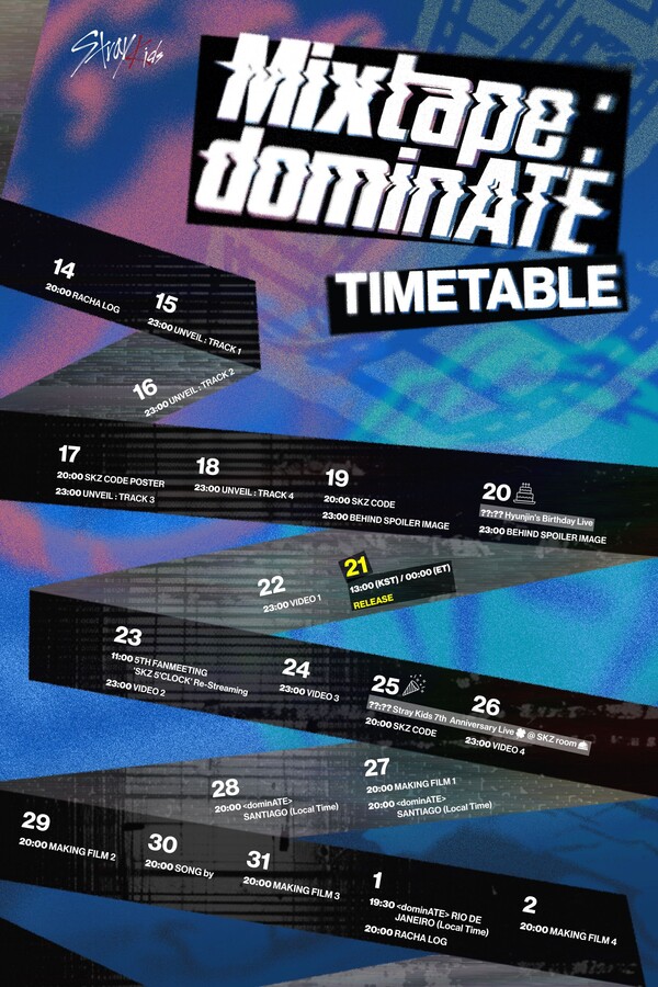 스트레이 키즈 'Mixtape : dominATE' 타임테이블...풍성한 콘텐츠